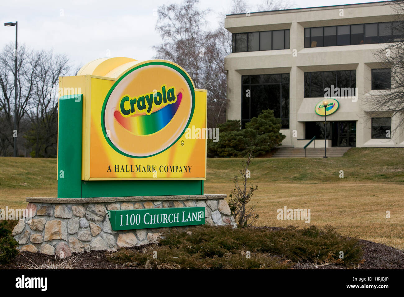 A logo sign outside of the headquarters of Crayola in Easton ...