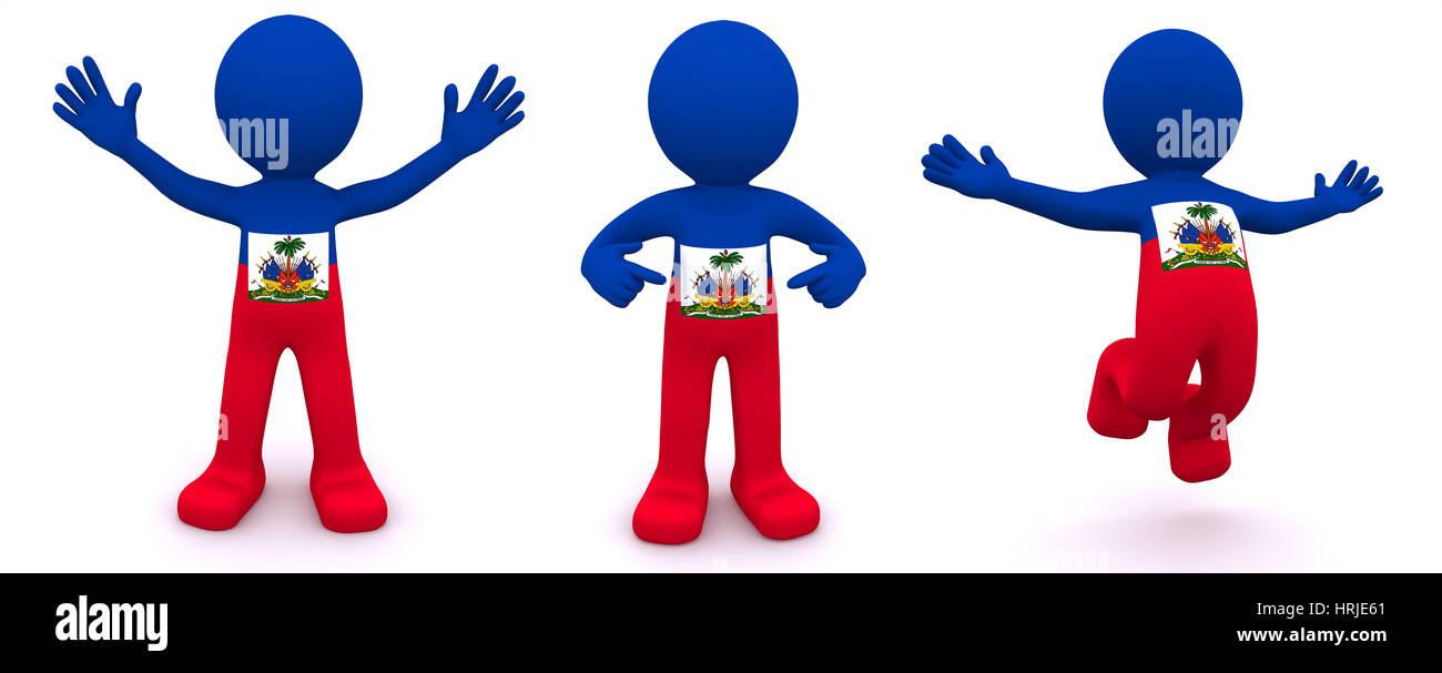 3d character textured with flag of Haiti isolated on white background ...