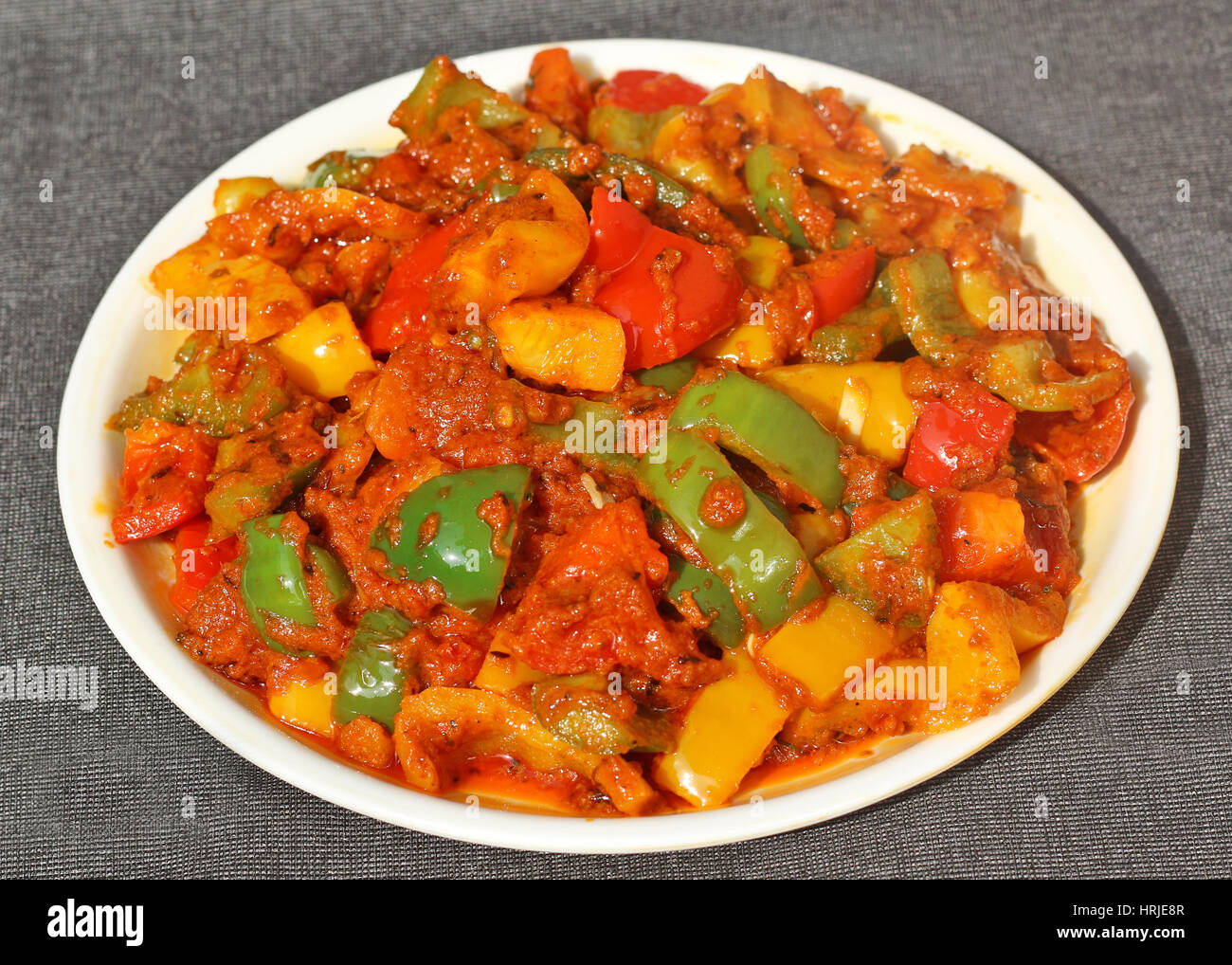 Indian style tricolour shimla mirch ki Sabzi (spicy capsicum vegetable ...