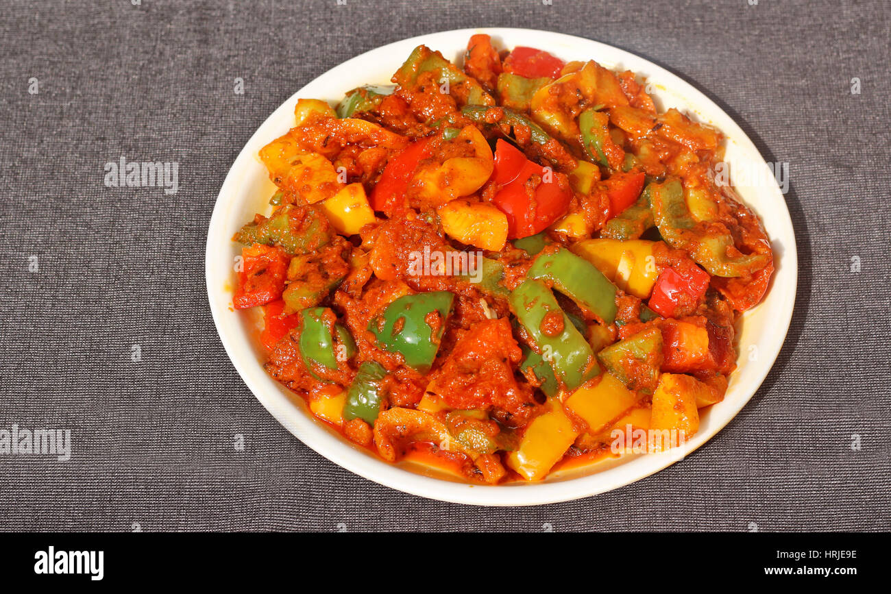 Indian style tricolour shimla mirch ki Sabzi (spicy capsicum vegetable ...