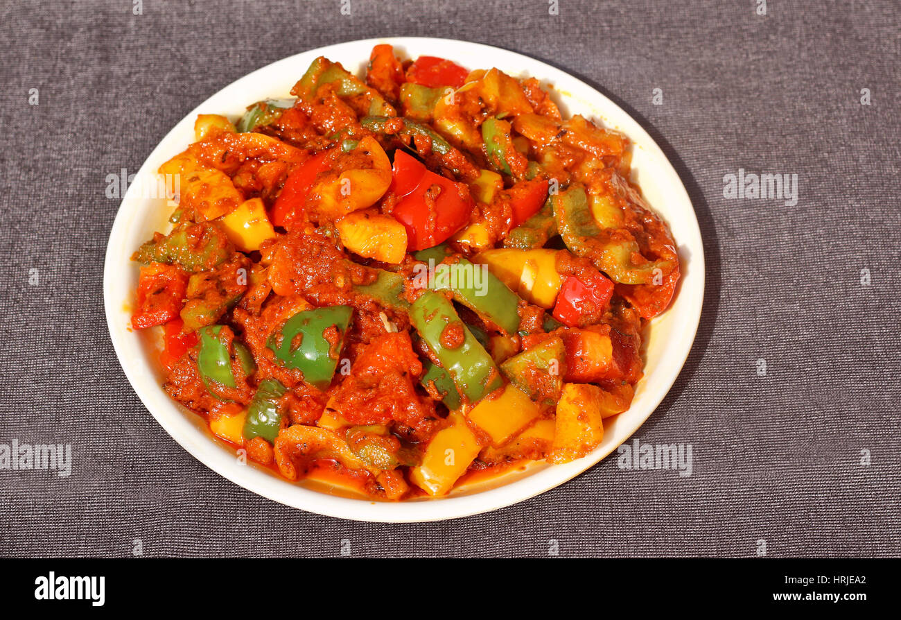 Indian style tricolour shimla mirch ki Sabzi (spicy capsicum vegetable ...