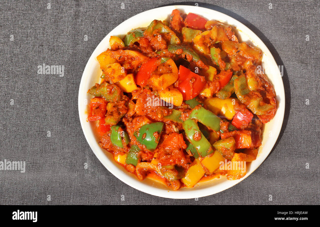 Indian style tricolour shimla mirch ki Sabzi (spicy capsicum vegetable ...