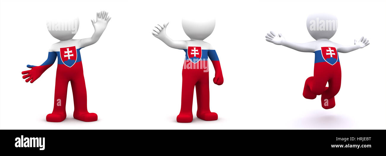 3d character textured with flag of Slovakia isolated on white ...