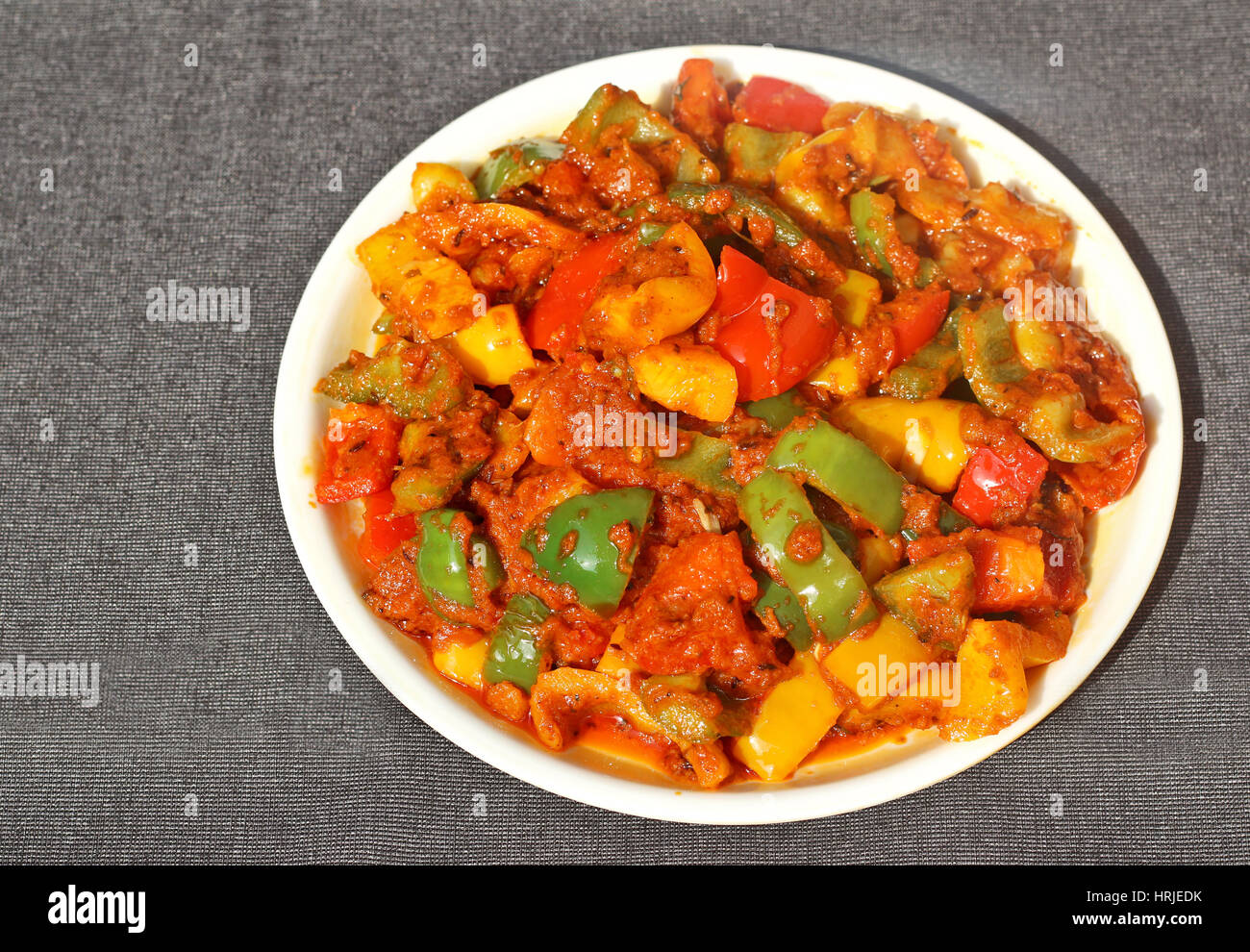 Indian style tricolour shimla mirch ki Sabzi (spicy capsicum vegetable ...