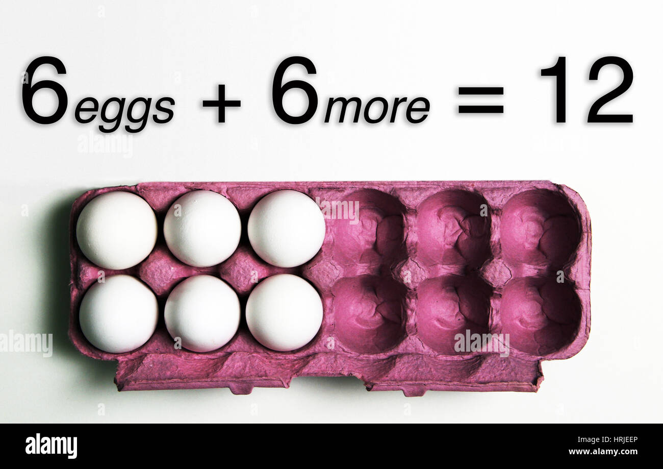 6 More Eggs Equals a Dozen Stock Photo - Alamy