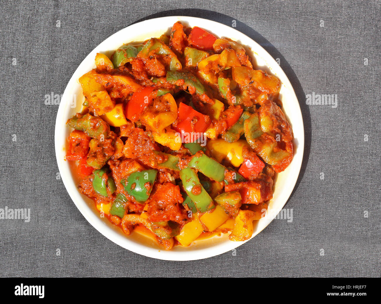Indian style tricolour shimla mirch ki Sabzi (spicy capsicum vegetable ...