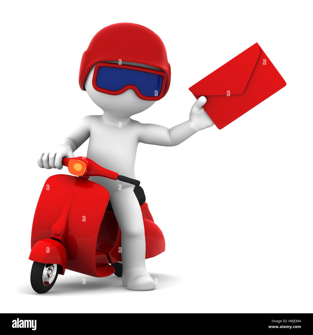 Postman with scooter delivering mail. Isolated Stock Photo - Alamy