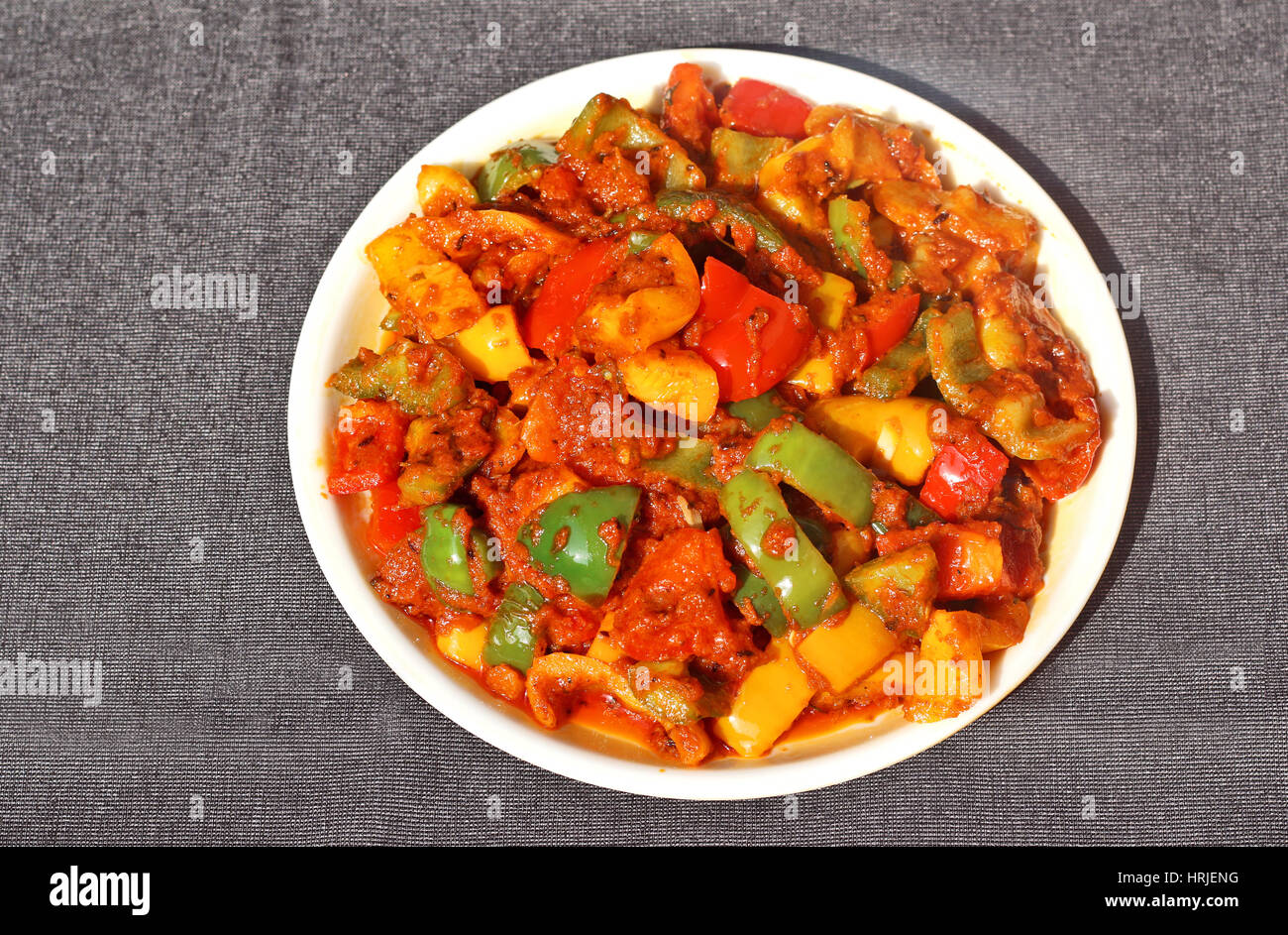 Indian style tricolour shimla mirch ki Sabzi (spicy capsicum vegetable ...