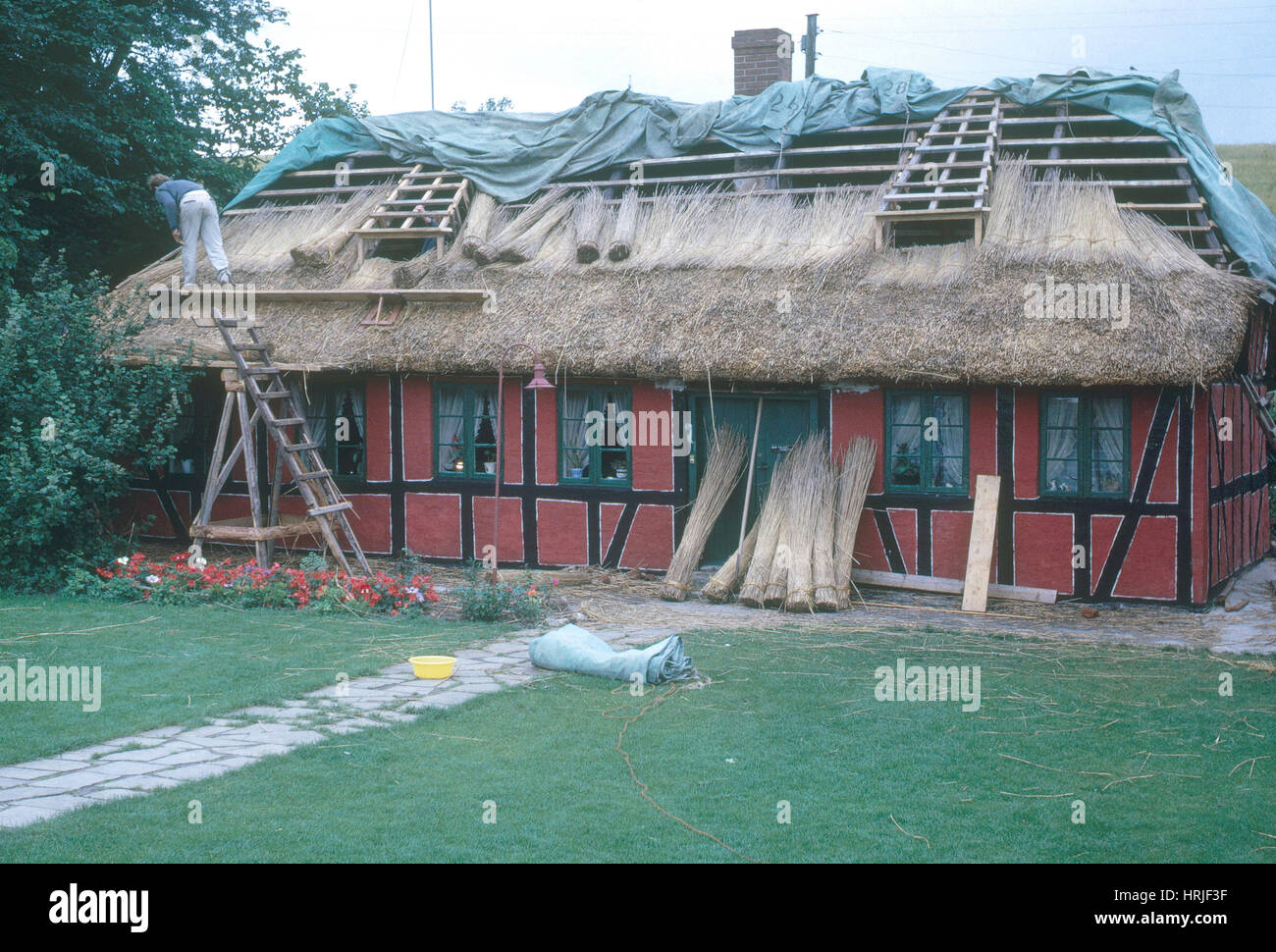 Roof Thatching, Denmark Stock Photo - Alamy