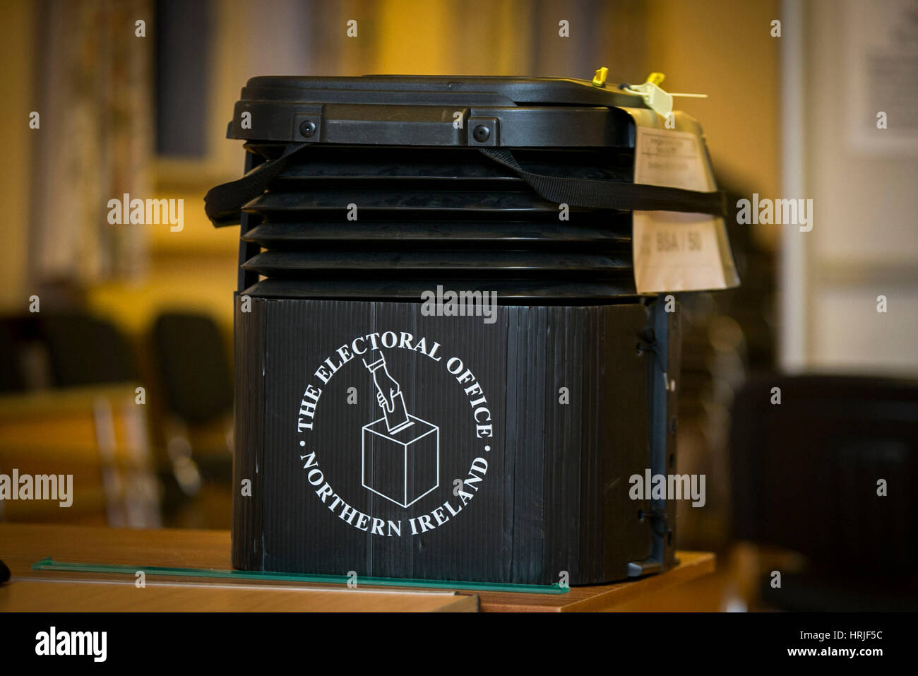A ballot box ready before South Belfast Polling Station opened for ...