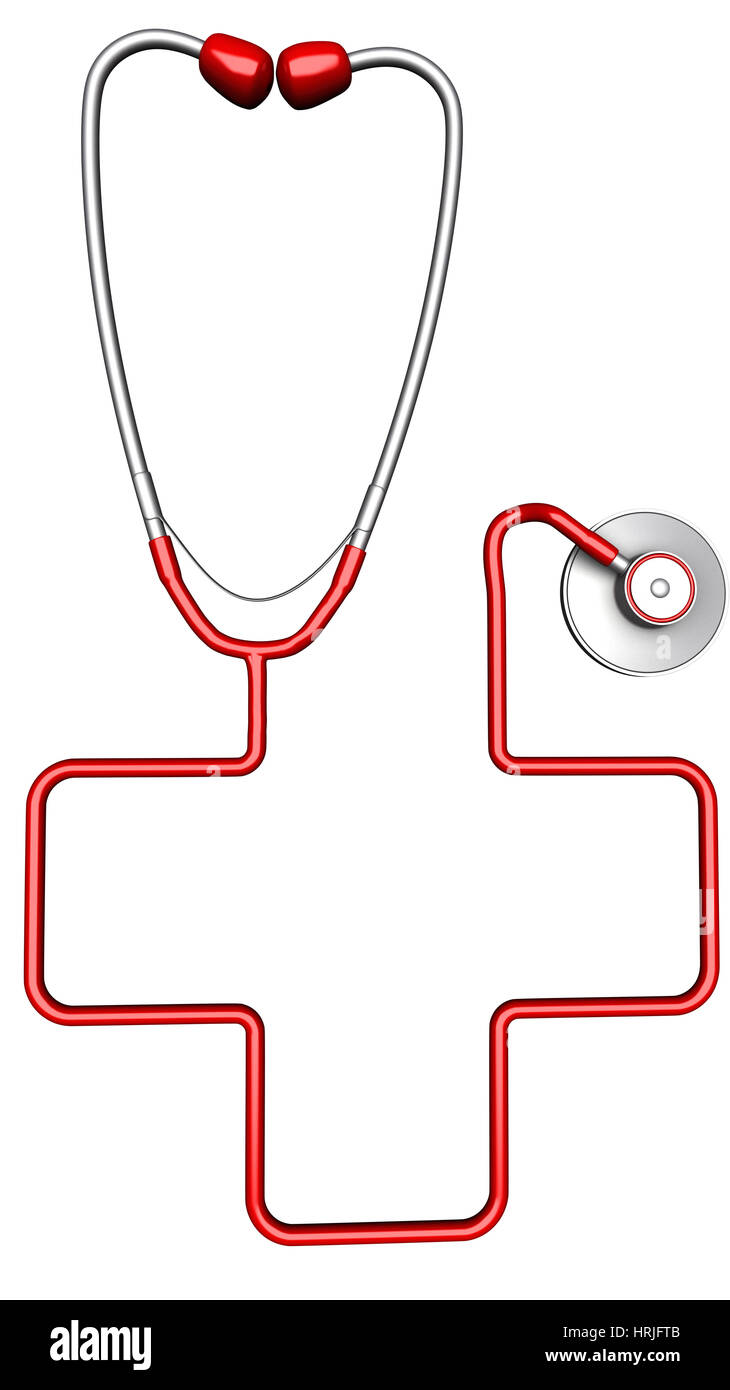 Cross-shaped stethoscope. Isolated on white background Stock Photo - Alamy