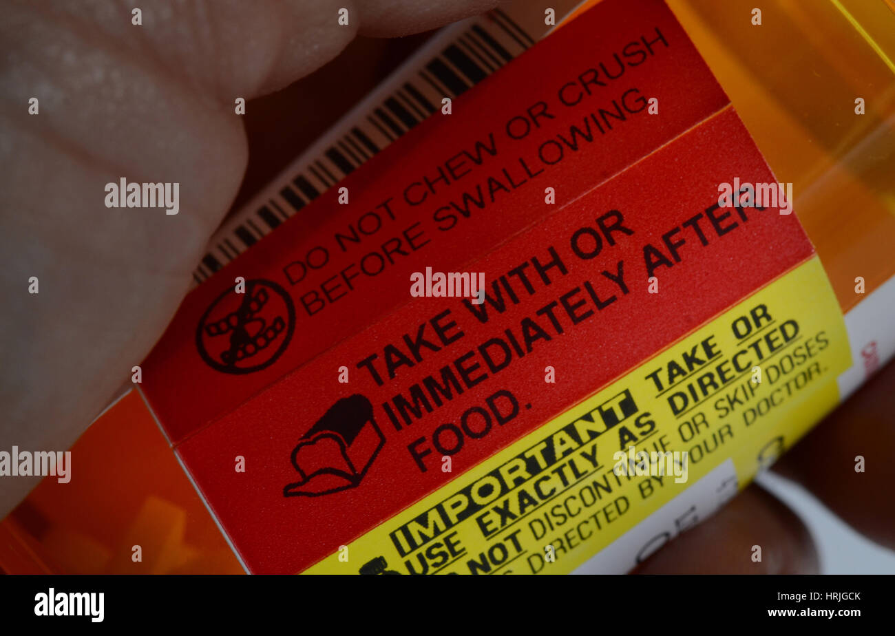 Medication Warning Label Stock Photo - Alamy