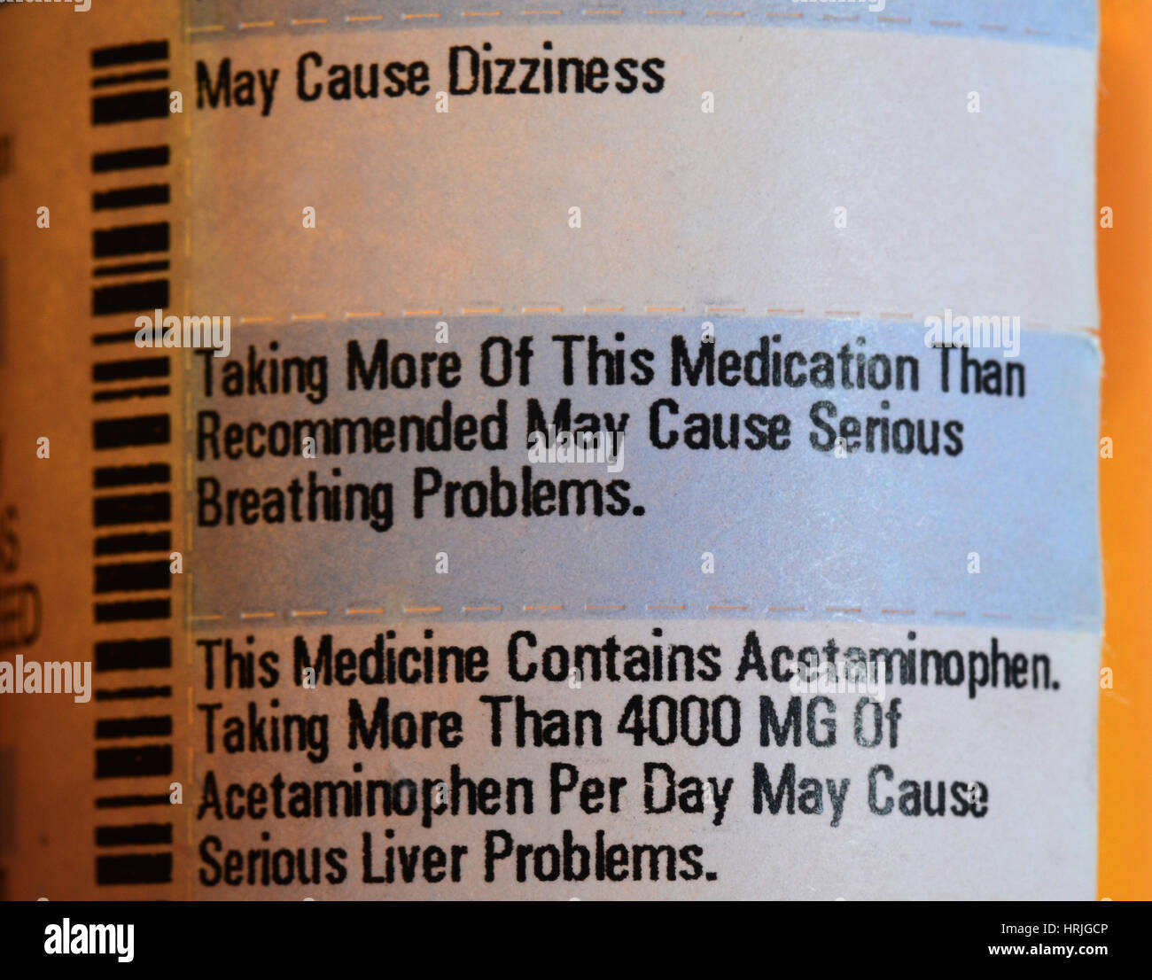 Medication Warning Label Stock Photo - Alamy
