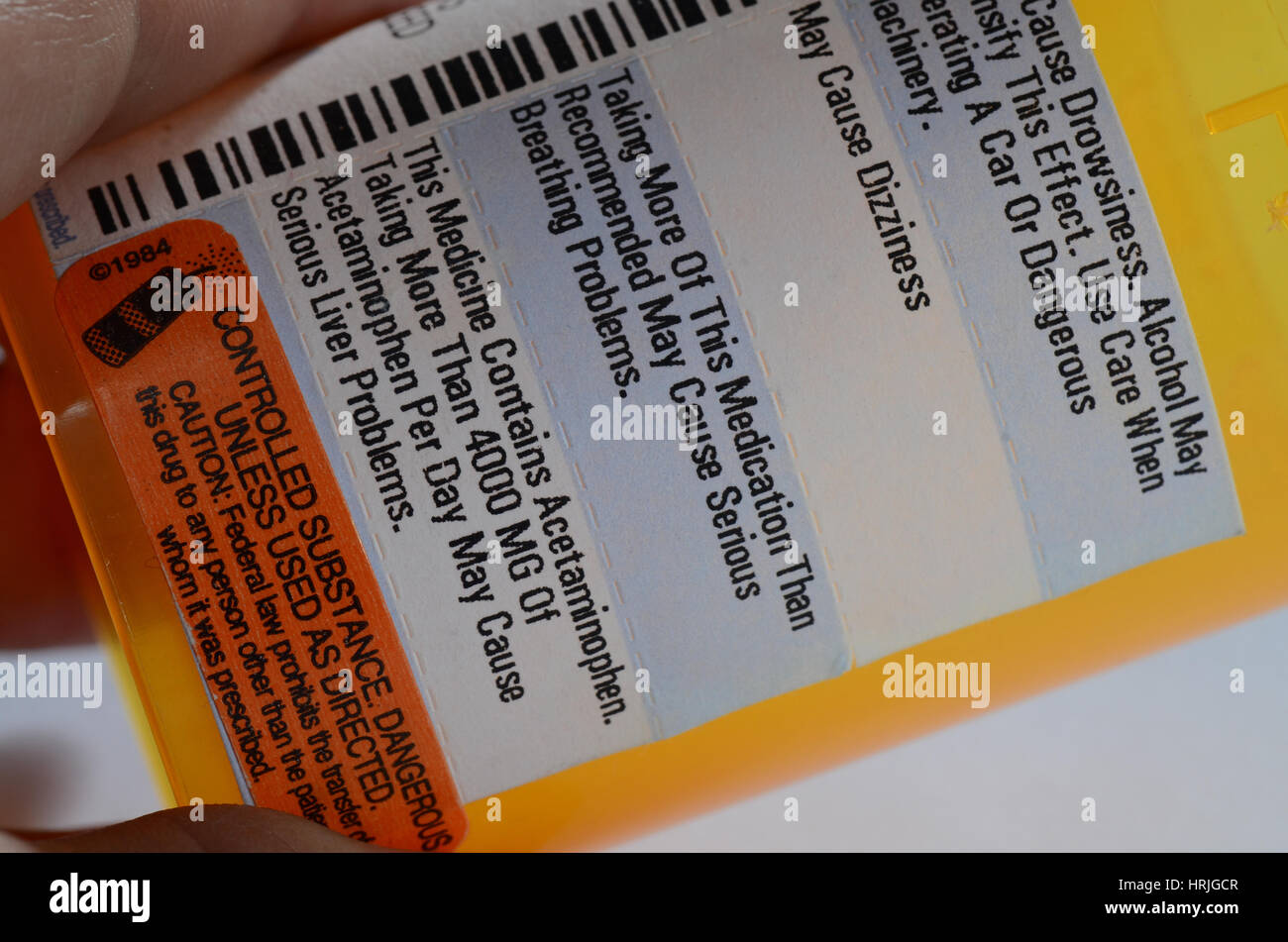 Medication Warning Label Stock Photo - Alamy