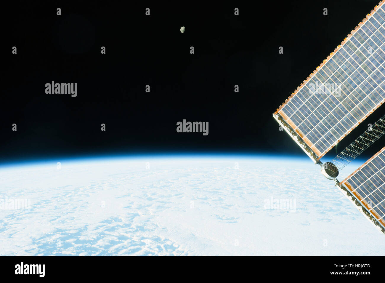 Earth and Moon seen from the ISS Stock Photo - Alamy