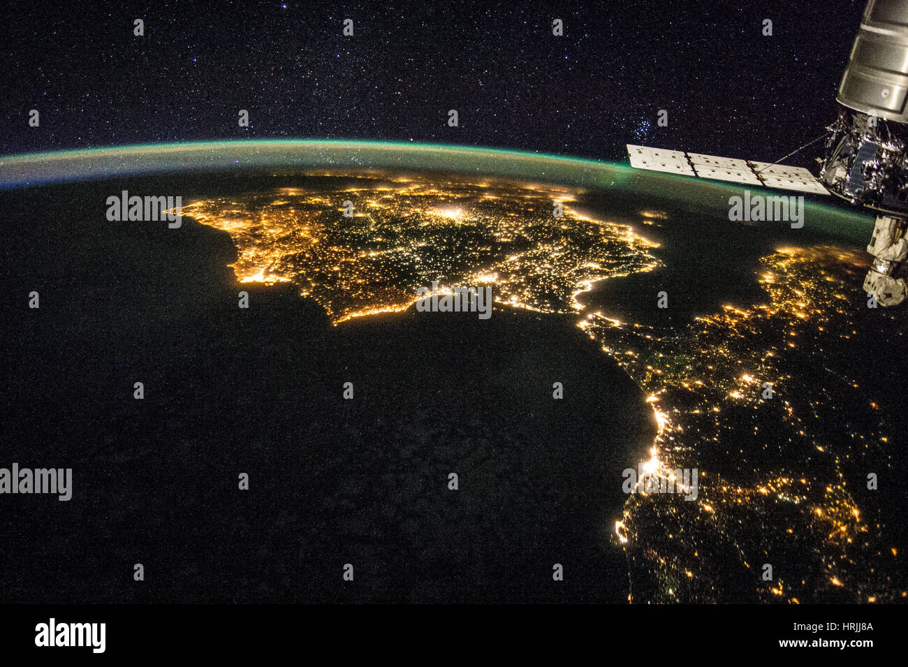 Strait of Gibraltar at Night from Space Stock Photo - Alamy