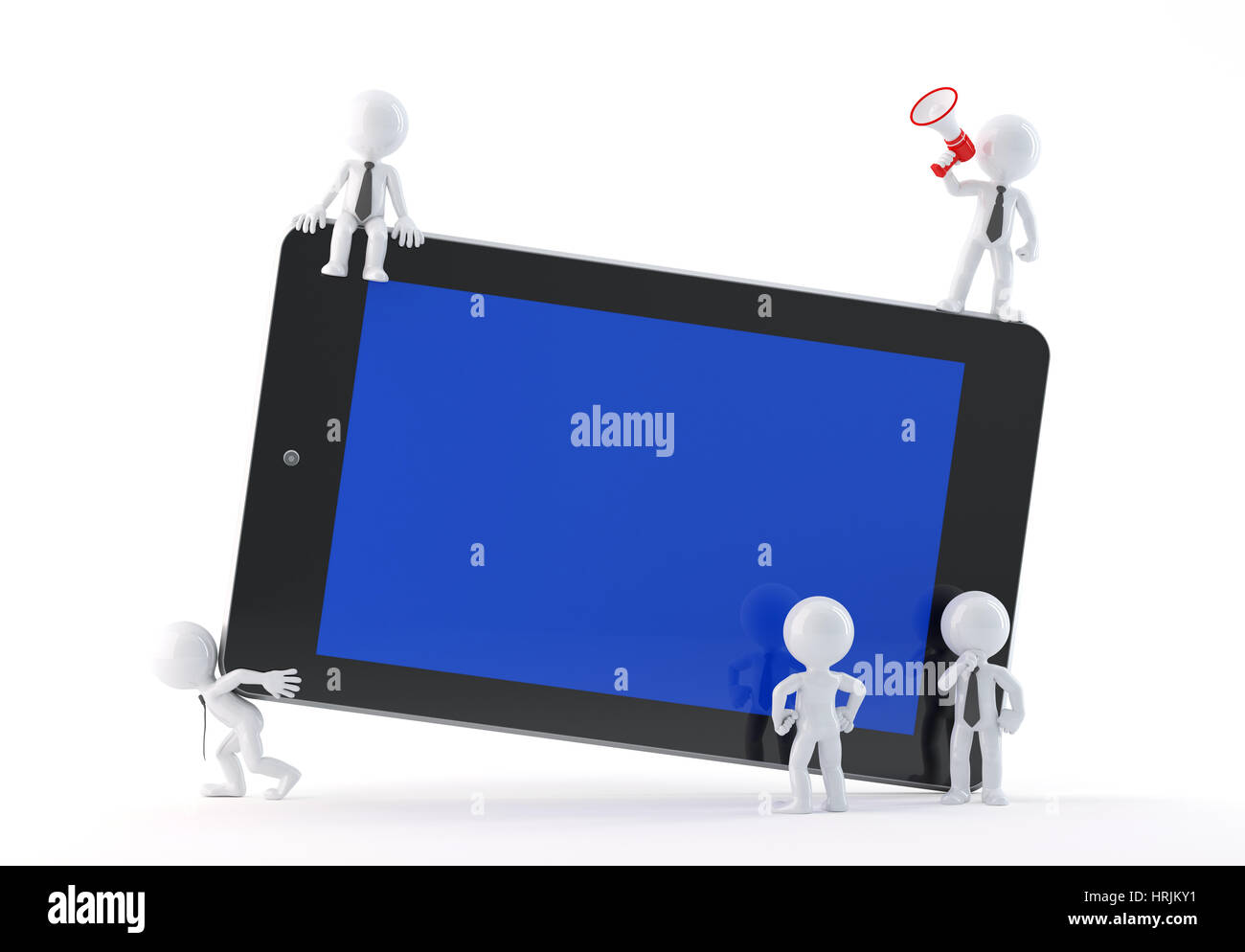 Group of business people using tablet. Isolated on white ...