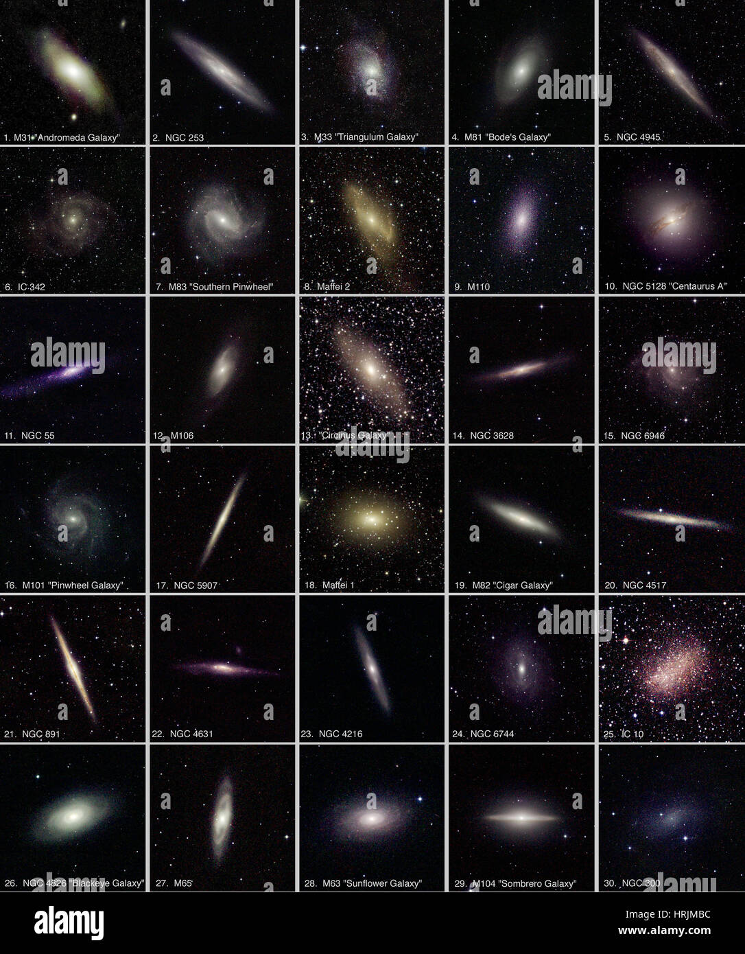 30 Largest Infrared Galaxies, Labelled Stock Photo - Alamy