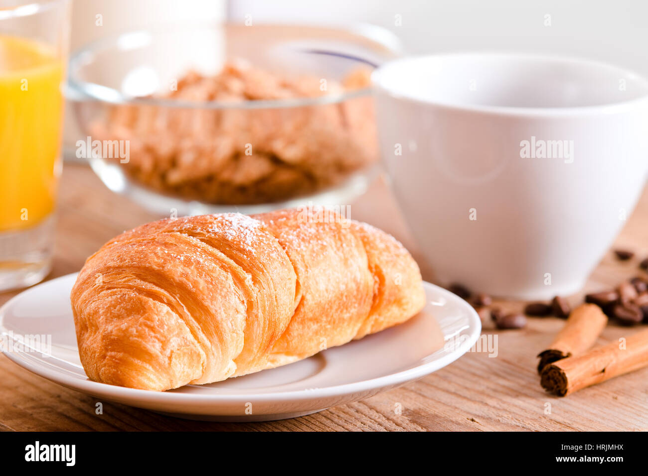 Breakfast with croissant Stock Photo - Alamy