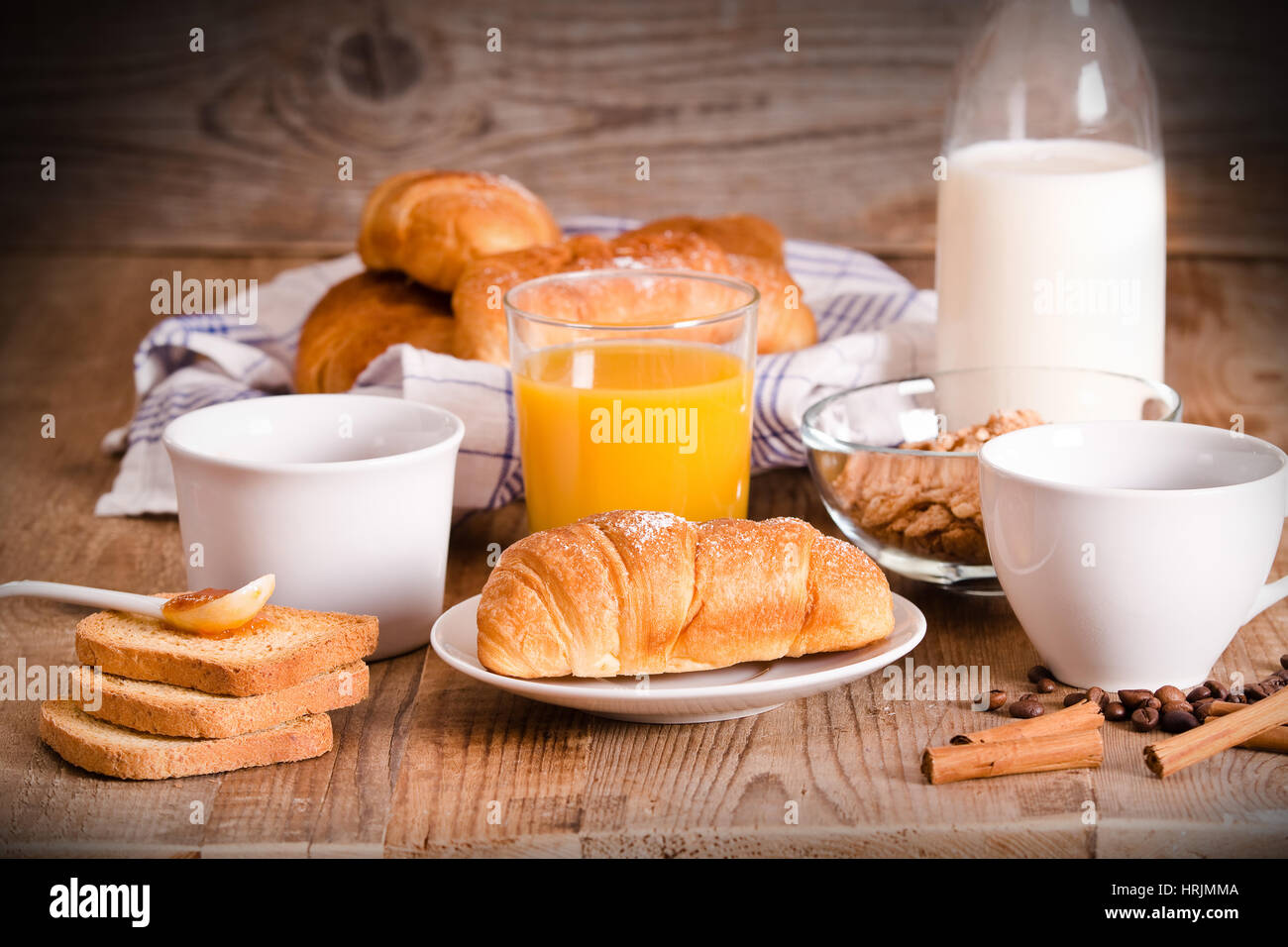 Breakfast with croissant Stock Photo - Alamy