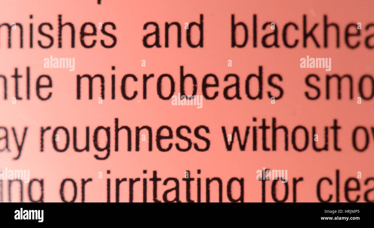 Microbeads Label, Close-up Stock Photo - Alamy
