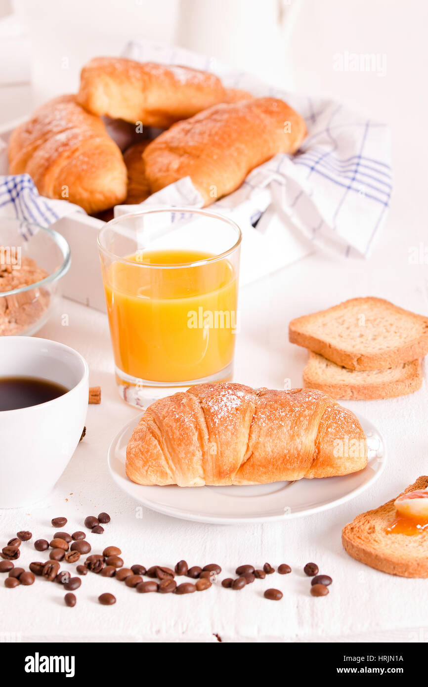 Breakfast with croissant Stock Photo - Alamy