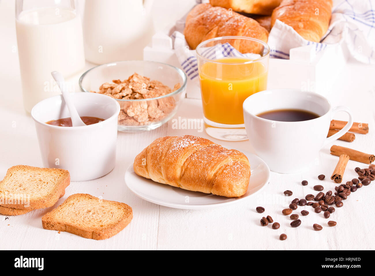 Breakfast with croissant Stock Photo - Alamy