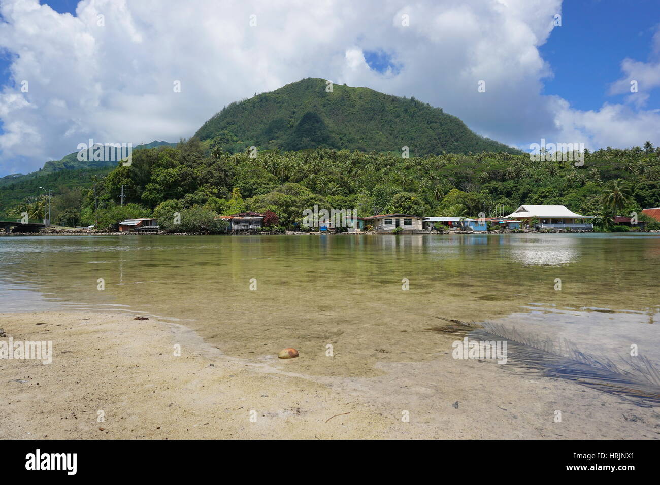 French Polynesia Huahine island, the village of Maeva on the shore of ...