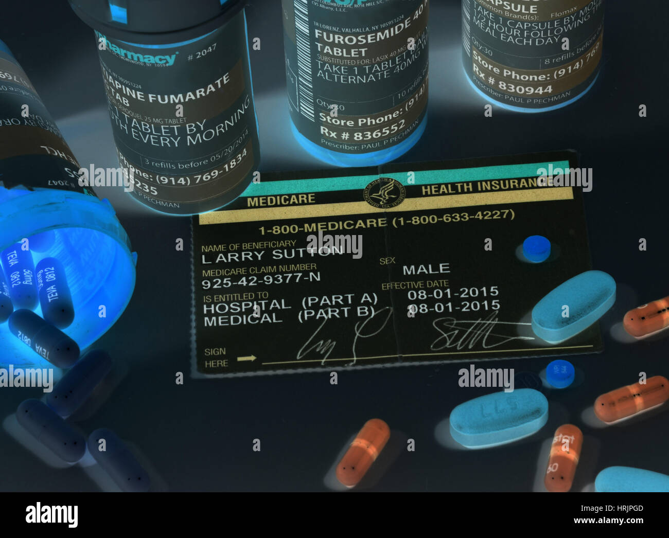 Medicare Card and Pill Bottles Stock Photo - Alamy