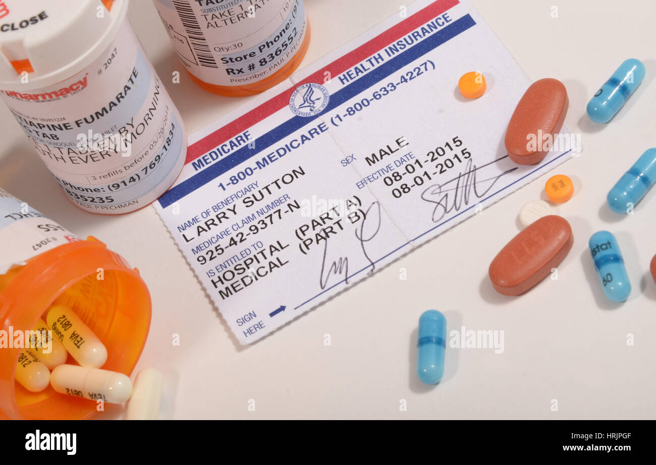 Medicare Card and Pill Bottles Stock Photo - Alamy