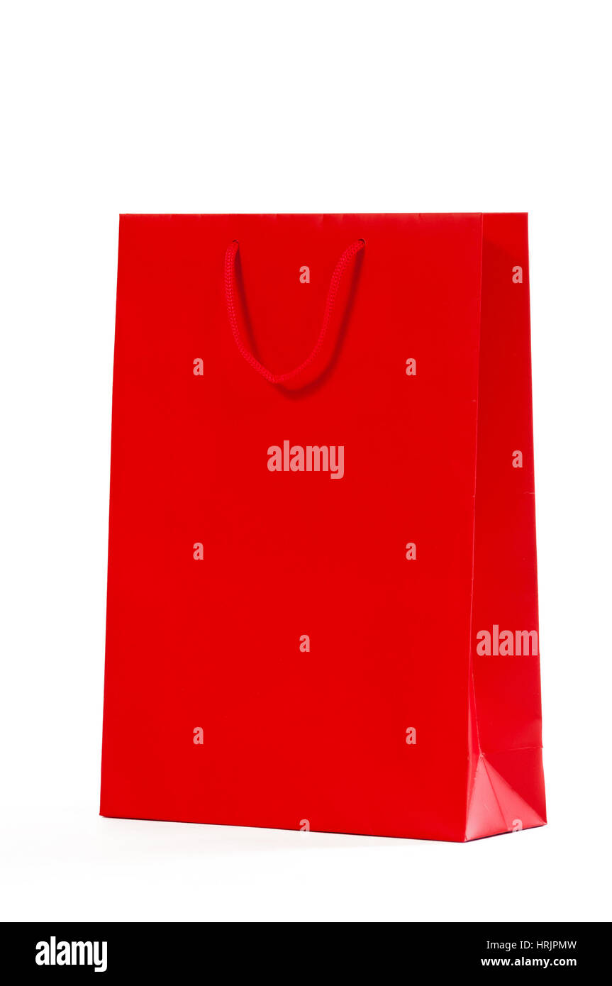 Red paper bag on a white background Stock Photo - Alamy