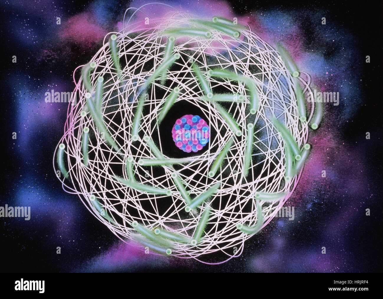 Electrons orbiting atom Stock Photo - Alamy