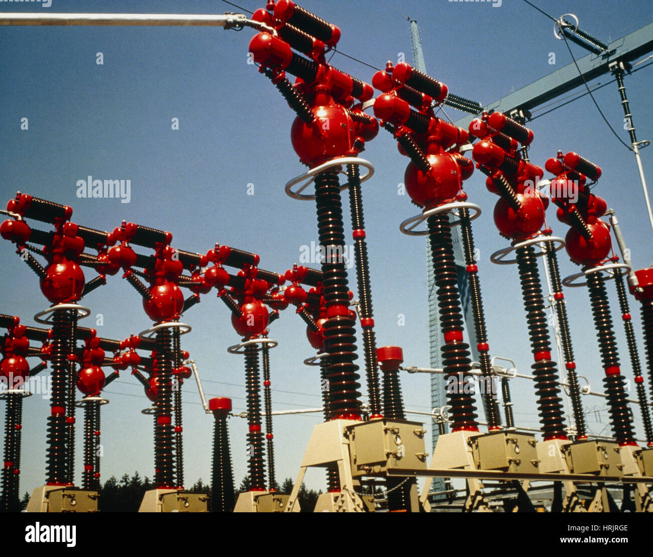 Electricity sub station, showing circuit breakers Stock Photo - Alamy