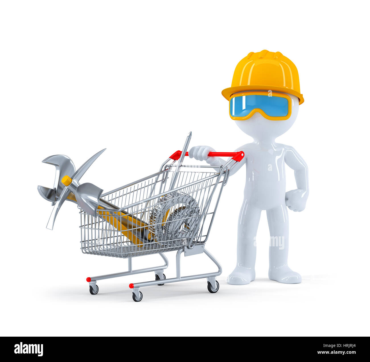 Worker/builder with cart full of construction tools. DIY Concept ...