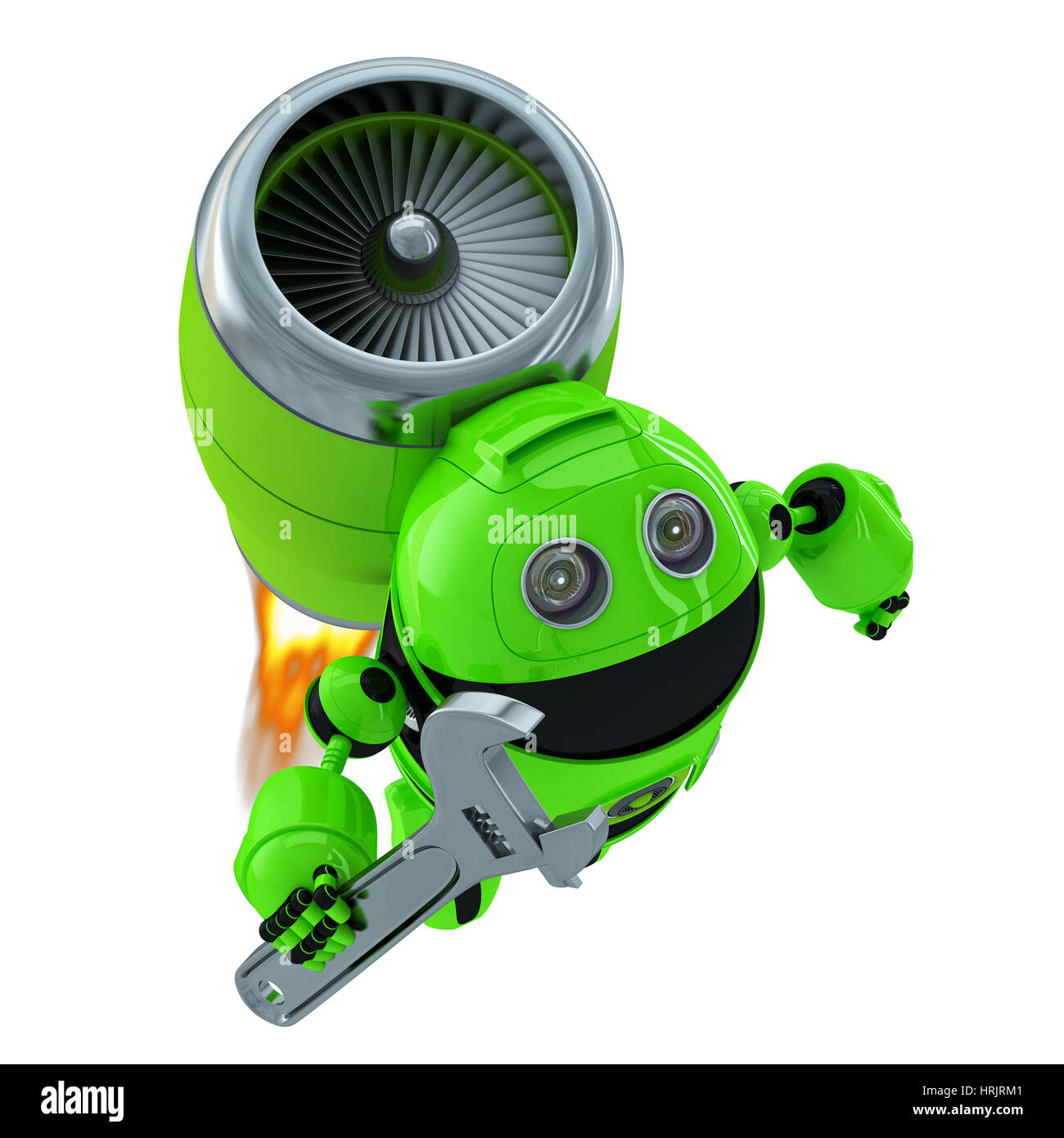 3d Robot mechanic with wrench. Technology concept. Isolated Stock Photo ...