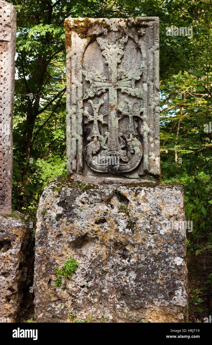 Ancient khachkar (cross stone) in armenian monastery Stock Photo - Alamy