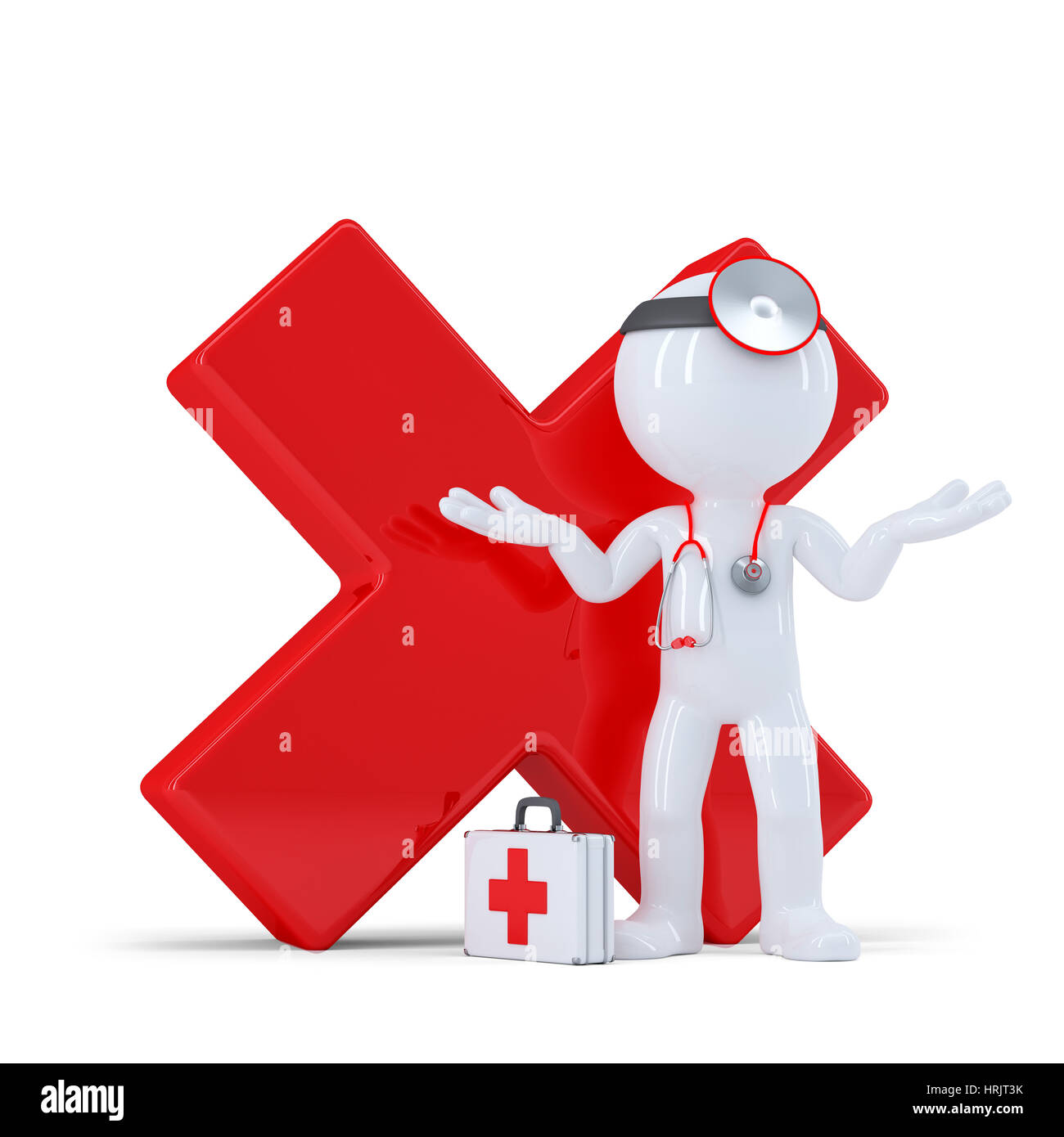 Doctor with red glossy check mark. Isolared on white background Stock ...