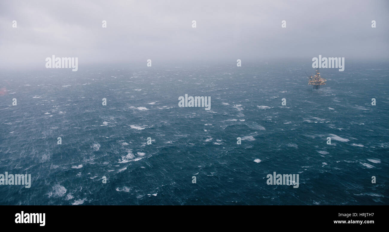 A ship sailing in the North Sea in foggy, rough conditions Stock Photo ...