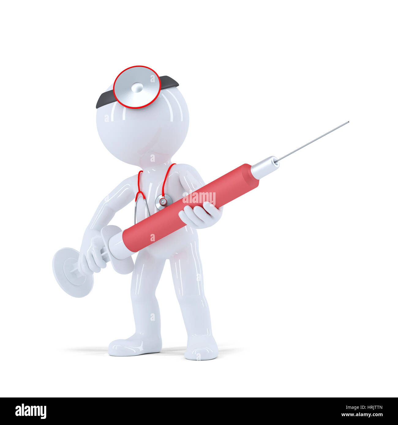 3D Doctor with syringe. Isolated on white background Stock Photo - Alamy