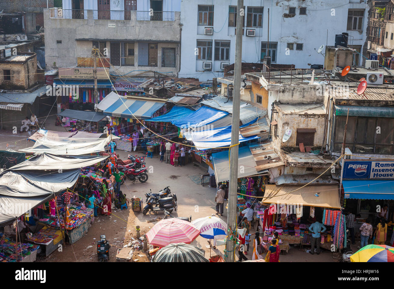 DELHI, INDIA - OCTOBER 12, 2013: Busy Main Bazar street, the most ...