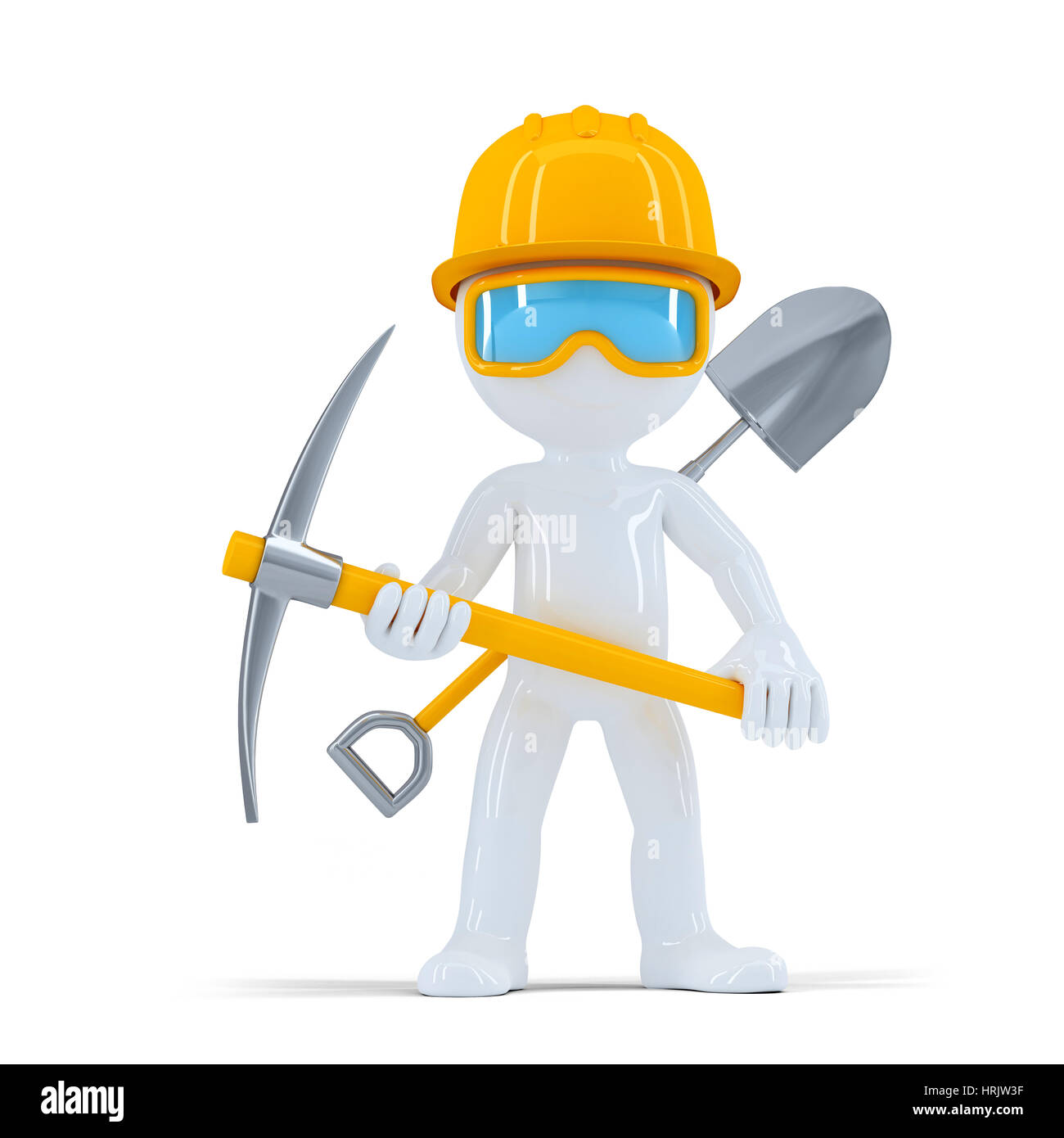 Cheerful construction worker/builder posing with tools. Isolated on ...
