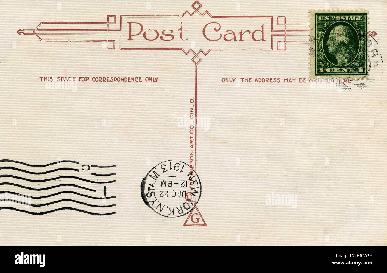 Vintage postcard on white background,1913 year Stock Photo - Alamy