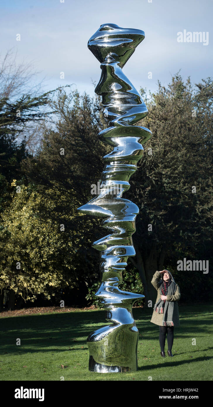 Millie Carroll views a work titled Elliptical Column, 2012, by artist ...