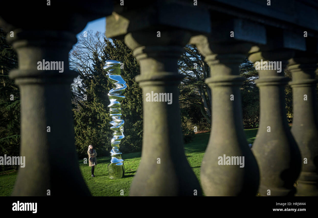 Millie Carroll views a work titled Elliptical Column, 2012, by artist ...