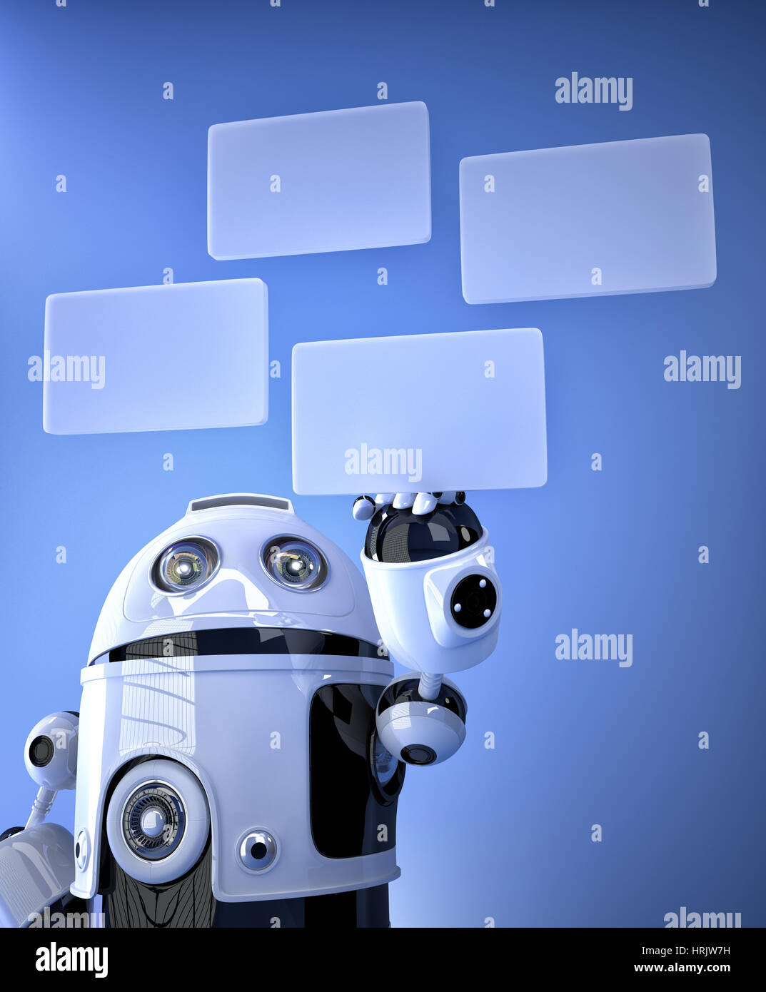 Robot pressing virtual buttons. Technology concept Stock Photo - Alamy