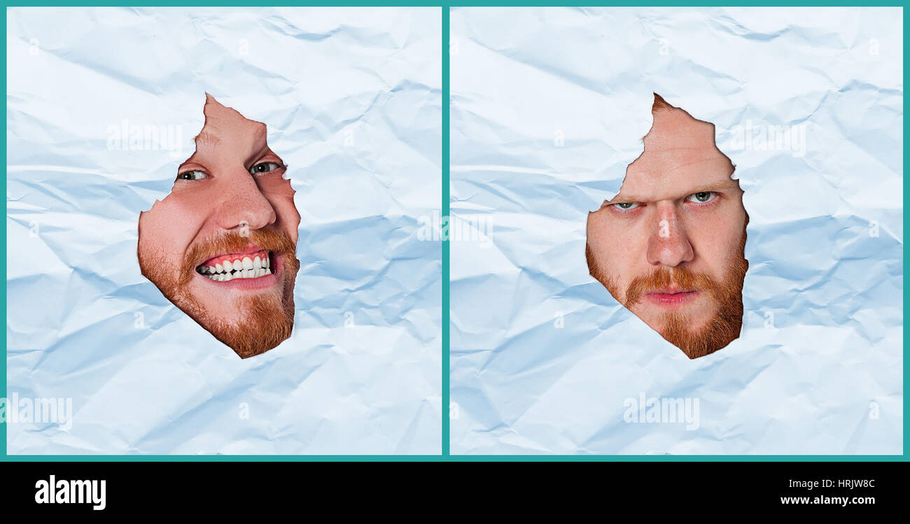 Man peeking through torn paper hi-res stock photography and images - Alamy