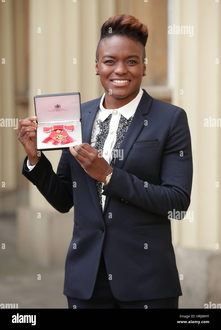 Olympic boxing champion Nicola Adams at Buckingham Palace in London ...