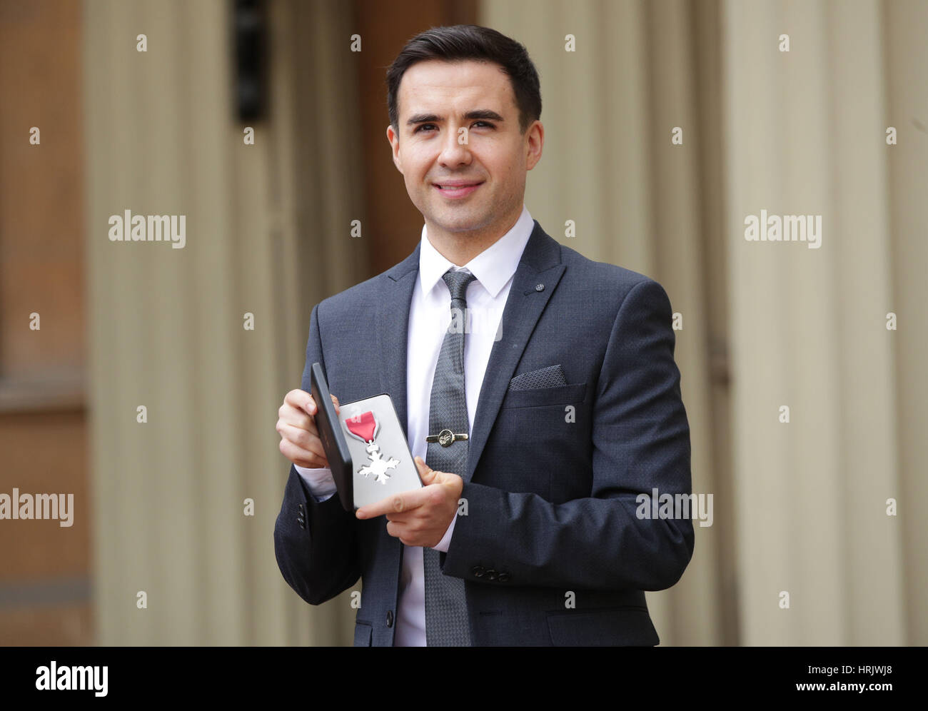 William Bayley at Buckingham Palace in London after receiving her ...