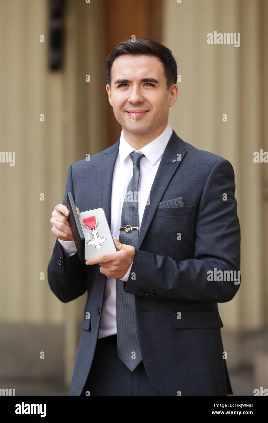 William Bayley at Buckingham Palace in London after receiving her ...