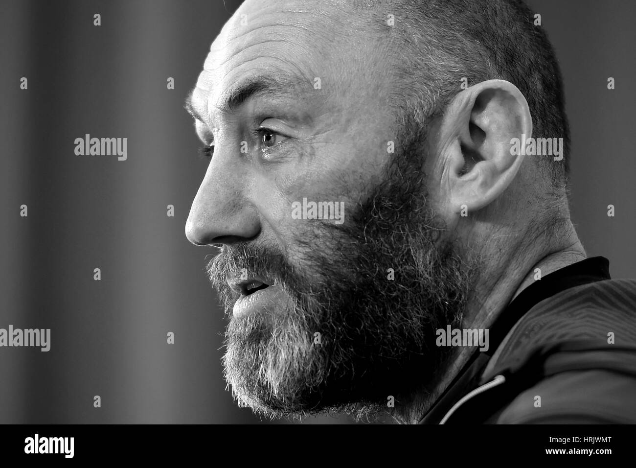 IMAGE CONVERTED TO BLACK & WHITE Wales coach Robin McBryde during the ...